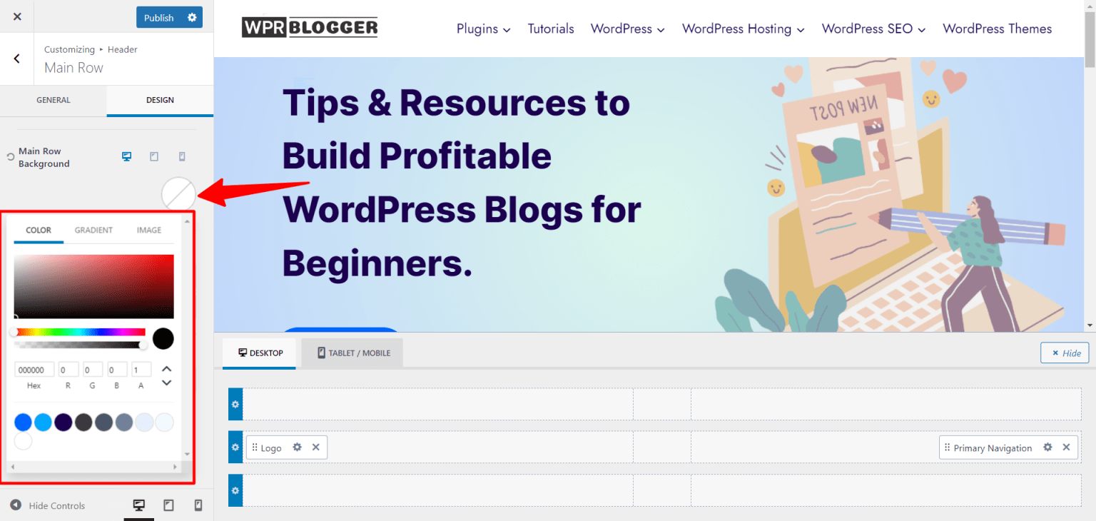 How to Change Header Background Color in WordPress - WPrBlogger